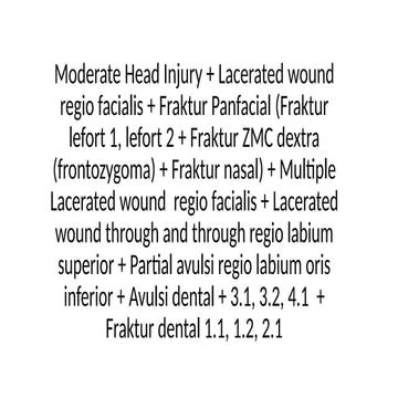 Moderate Head Injury + Lacerated wound regio facialis + Fraktur ...