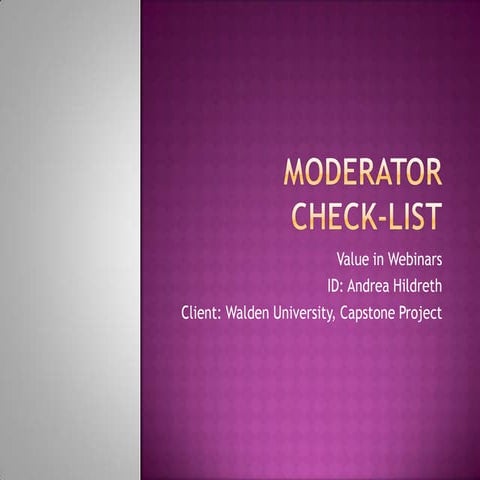 Moderator check list | PPTX