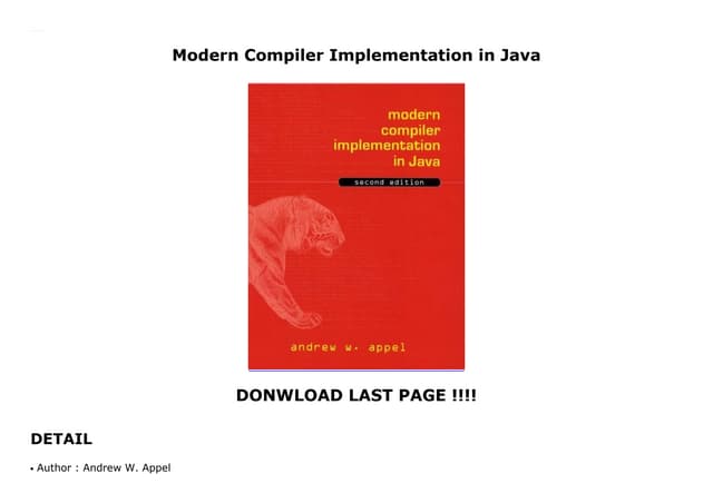 Modern Compiler Implementation in Java | PDF Modern Compiler Implementation in Java | PDF