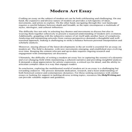 Modern Art Essay. Southern Regional Technical College | PDF