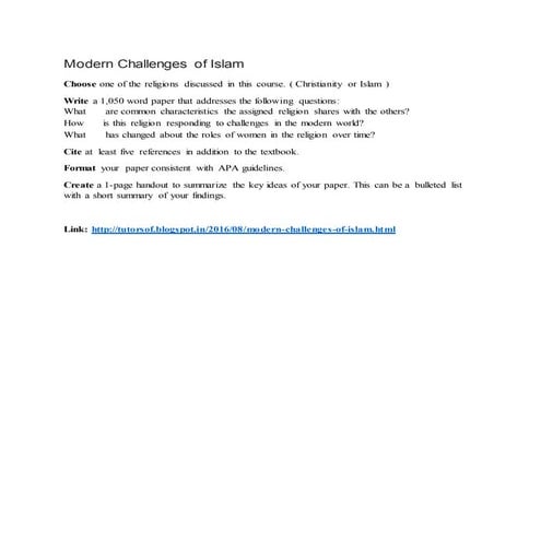 Modern challenges of islam | DOCX