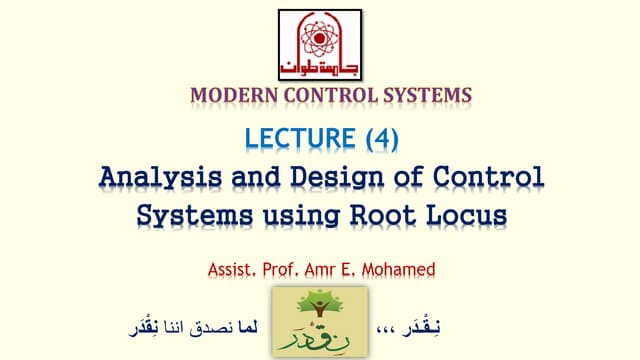 Modern Control Lec 04 Analysis And Design Of Control Systems Using
