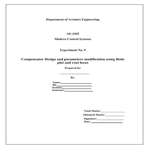 Compensator Design And Parameters Modification Using Bode Plot And Root Locus Pdf