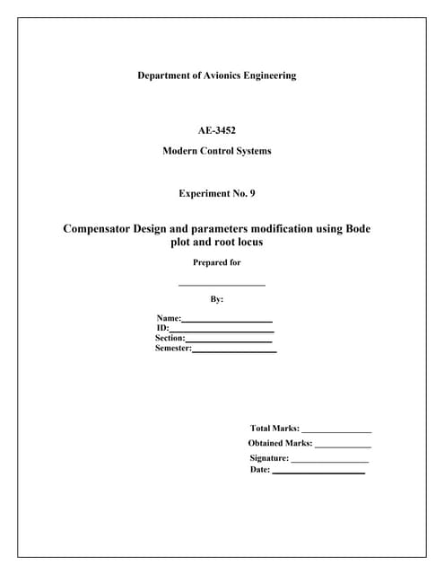Compensator Design And Parameters Modification Using Bode Plot And Root Locus Pdf