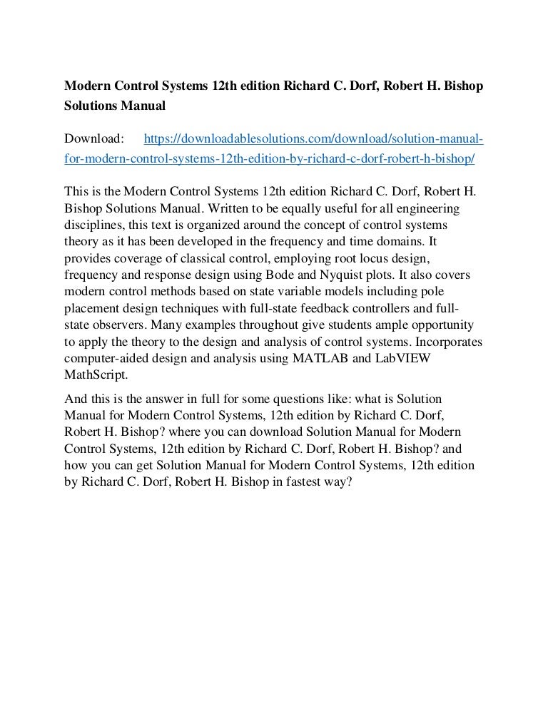 Modern control systems 13th edition solution manual - lasopaintl Modern control systems 13th edition solution manual - lasopaintl