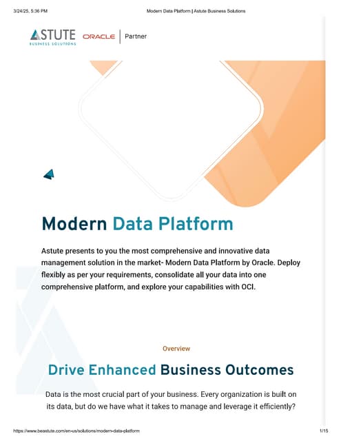 Oracle Modern Data Platform | Astute Business Solutions | PDF