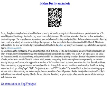 Modern Day Heroes Analysis | PPT