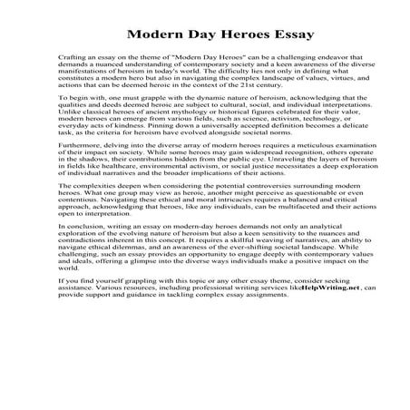 Modern Day Heroes Essay. Durham Technical Community College | PDF