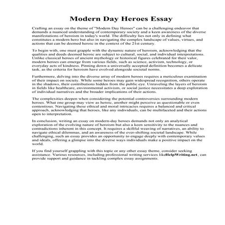 Modern Day Heroes Essay | PDF