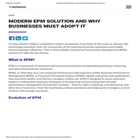 Modern EPM Solution and Why Businesses Must Adopt It_.pdf | Business Utilities | Business