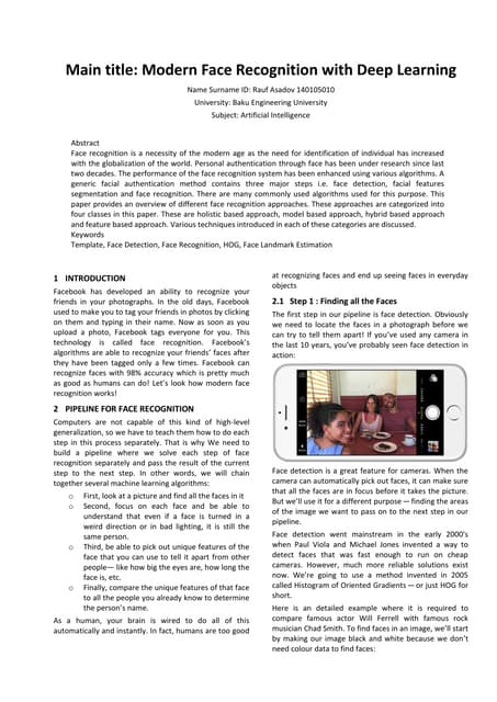 Modern Face Recognition With Deep Learning Pptx Artificial Intelligence Technology And Computing