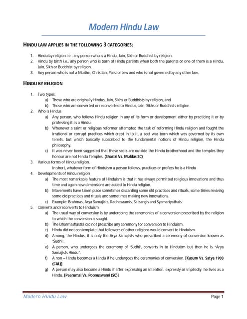 Application of Hindu Law | PPTX