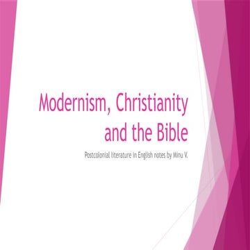 Postcolonial Literature, Modernism, Christianity and the Bible.pptx