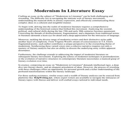 Modernism In Literature Essay | PDF