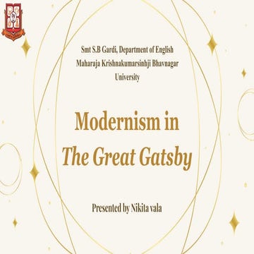 Modernism in 'The Great Gatsby' The Twentieth Century Literature | PDF