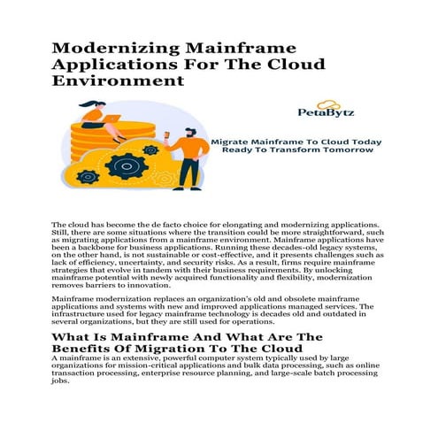 Modernizing Mainframe Applications For The Cloud Environment Pdf
