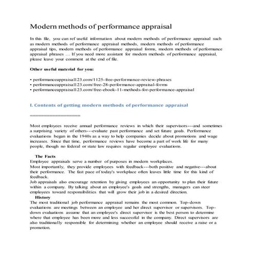 Modern methods of performance appraisal | DOCX