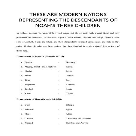 Modern nations from noah | DOCX