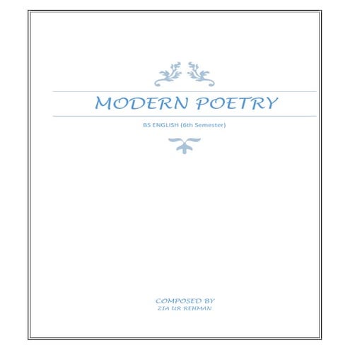 Modern Poetry NUML | PDF