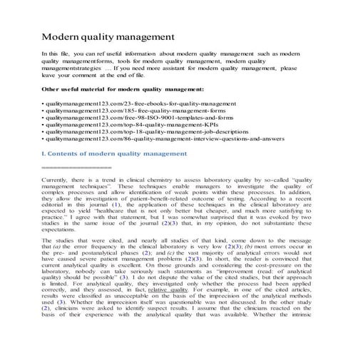Modern quality management | DOCX