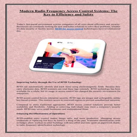 Modern Radio Frequency Access Control Systems: The Key to Efficiency ...
