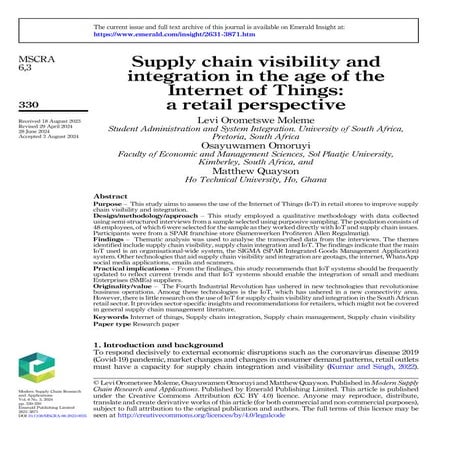 Modern Research Visibility paper on supply chain | PDF