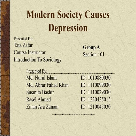 Modern society causes depression | PPTX