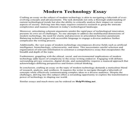 Modern Technology Essay.pdfModern Technology Essay. Use of Modern ...