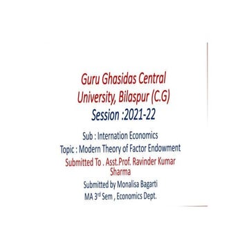 HO THEORY MODERN THEORY OF INTERNATIONAL TRADE