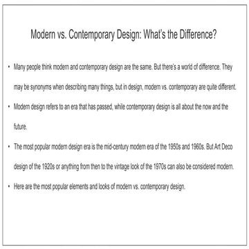 Modern vs Contemporary Design | PPTX