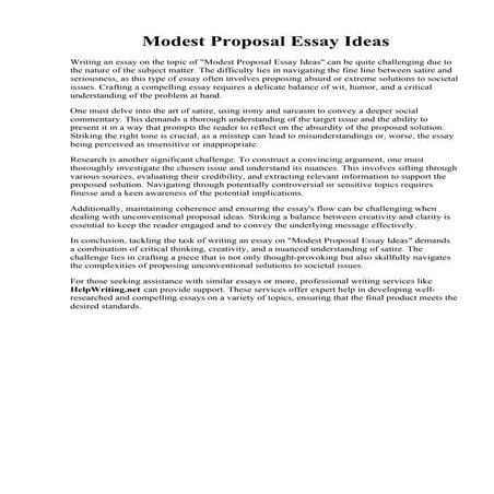 Modest Proposal Essay Ideas. A_Modest_Proposal_word文档在线阅读与下载_文档网 | PDF