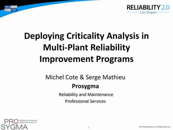 Equipment Criticality Analysis | PDF