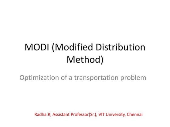 Transportation Problem- Stepping Stone Method | PPTX