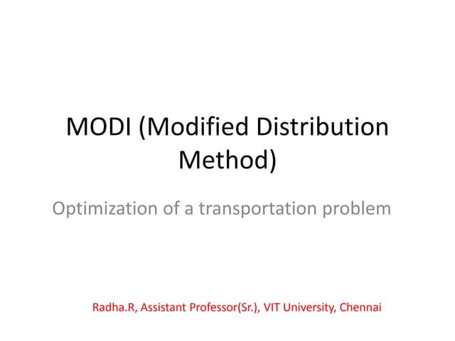 Modi method | PPT