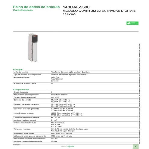 Modicon quantum pac 140 dai55300 | PDF