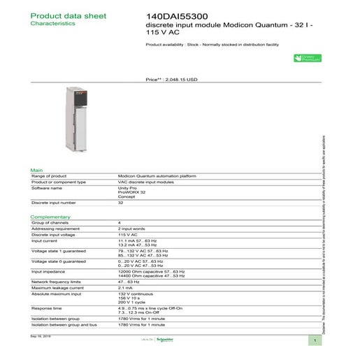 Modicon quantum pac 140 dai55300 | PDF
