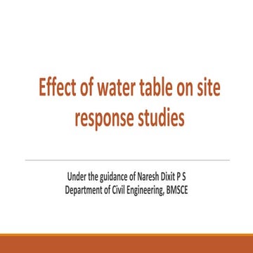 Effect of water table on site response studies | PPT