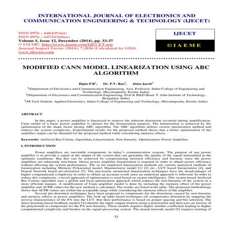 Modified Cann Model Linearization Using Abc Algorithm Pdf