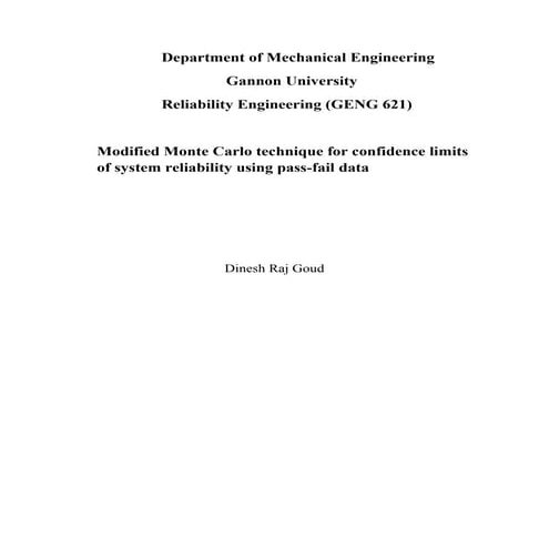 Modified Monte Carlo Technique For Confidence Limits Of System Reliability Using Pass Fail Data