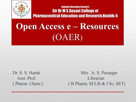 Open access e Resources for Library and Institution | PPT