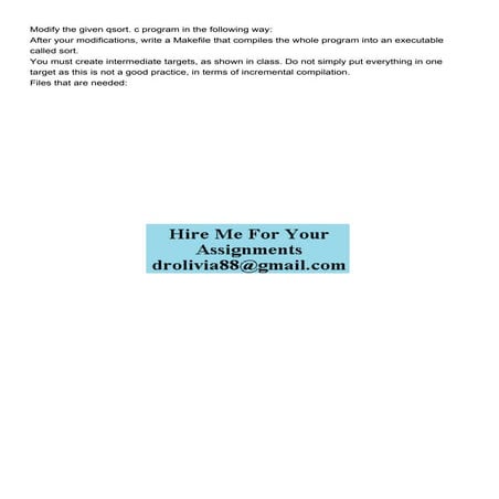 Modify The Given Qsort C Program In The Following Way Aftepdf