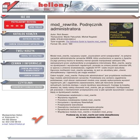 mod_rewrite. Podręcznik administratora | PDF