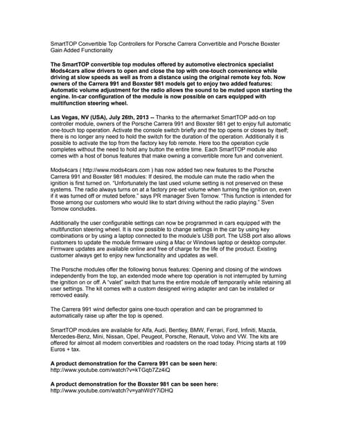 SmartTOP Convertible Top Module by Mods4cars for Mini Convertible and ...