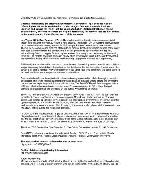 SmartTOP Convertible Top Control Module for BMW 3 Series Convertible ...