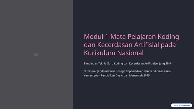 PPT MATERI KODING DAN KECERDASAN ARTIFISIAL UNTUK PEMBELAJARAN | PPTX