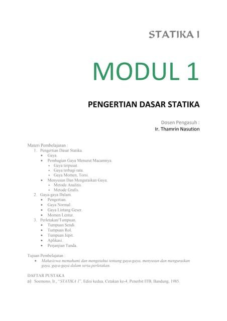statika gaya dan momen | PPTX