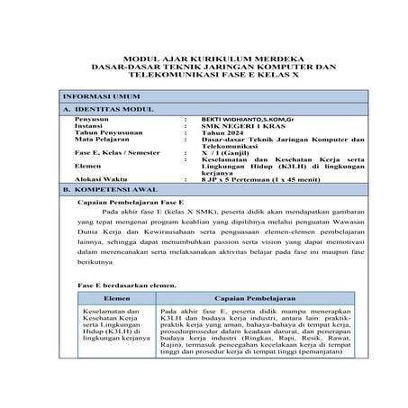 MODUL praktik mengajar kurikulum merdeka | PDF