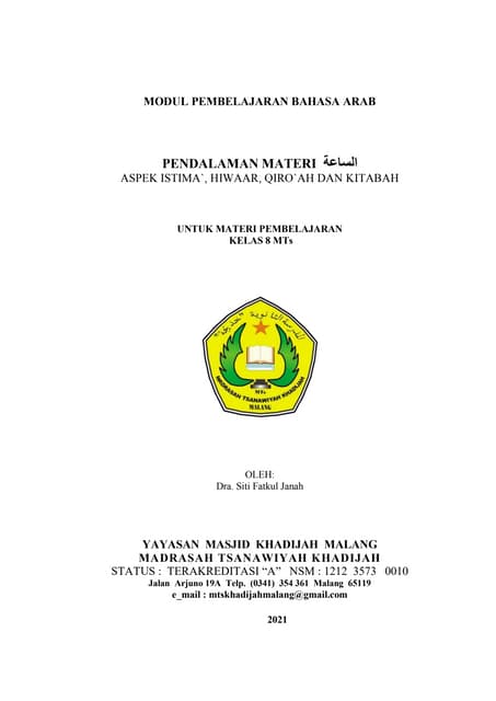 Modul Ajar Bahasa Arab Kelas 8 Fase D Kurikulum Merdeka | PDF