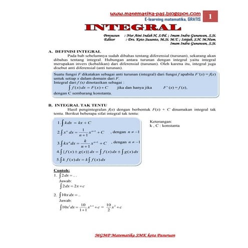 Modul matematika-integral | PDF