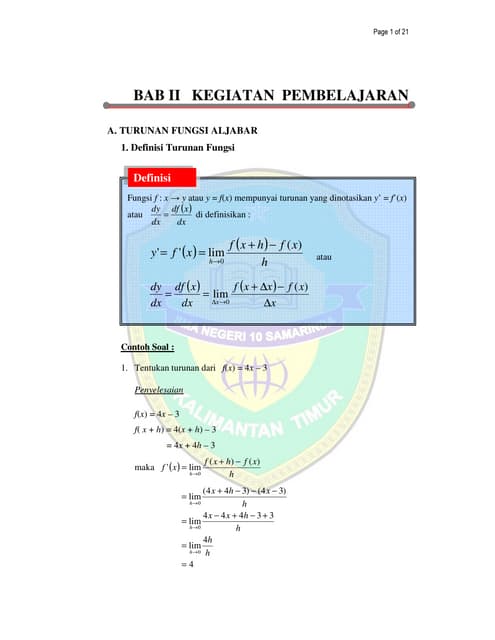 Modul matematika-kelas-xi-turunan-fungsi | PDF
